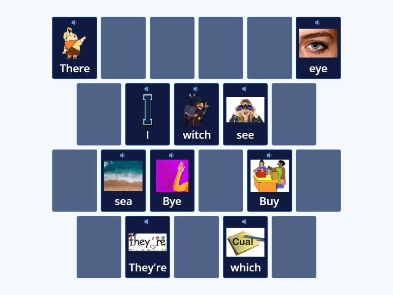 Homophones Memory Game - Matching pairs