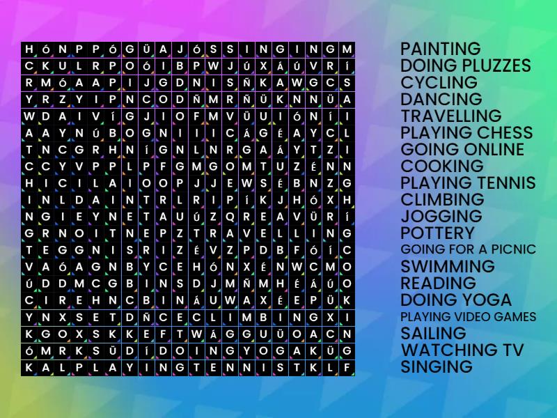 HOBBIES - Sopa de letras