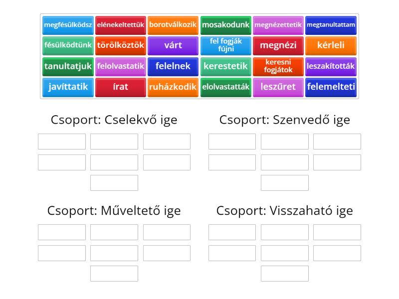 Az igék csoportosítása - Group sort
