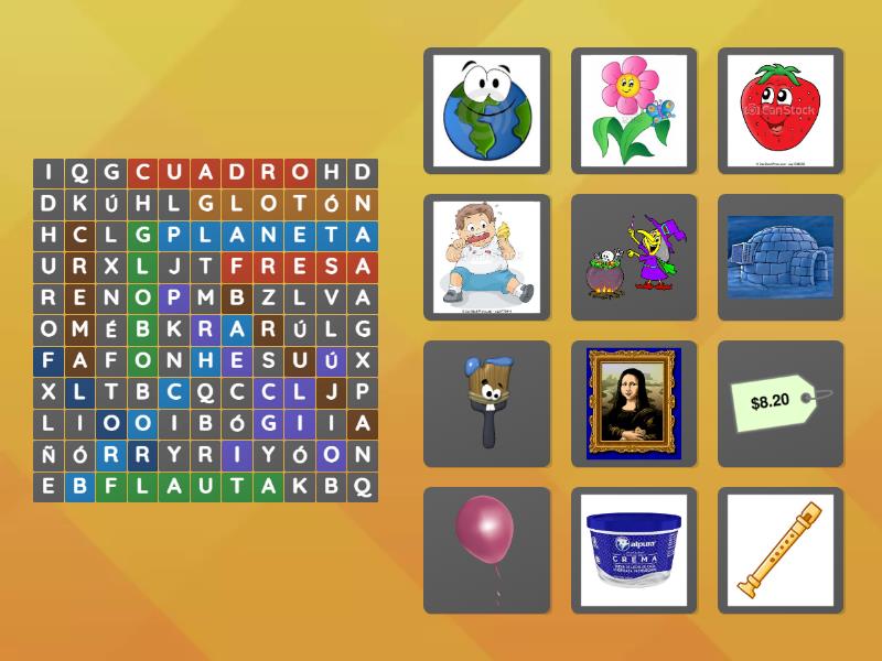 Sopa de letras sobre las silabas trabadas - Wordsearch