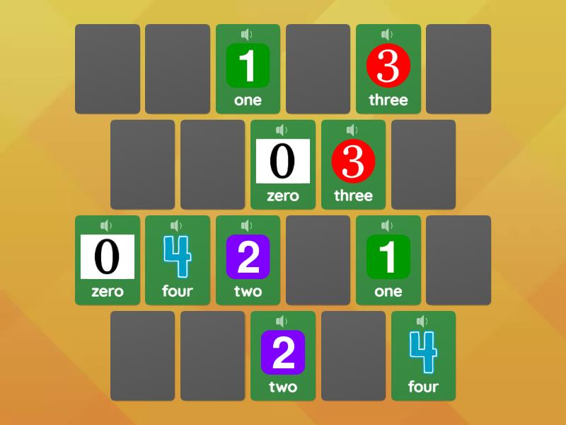 numbers words 1-10 - Matching pairs