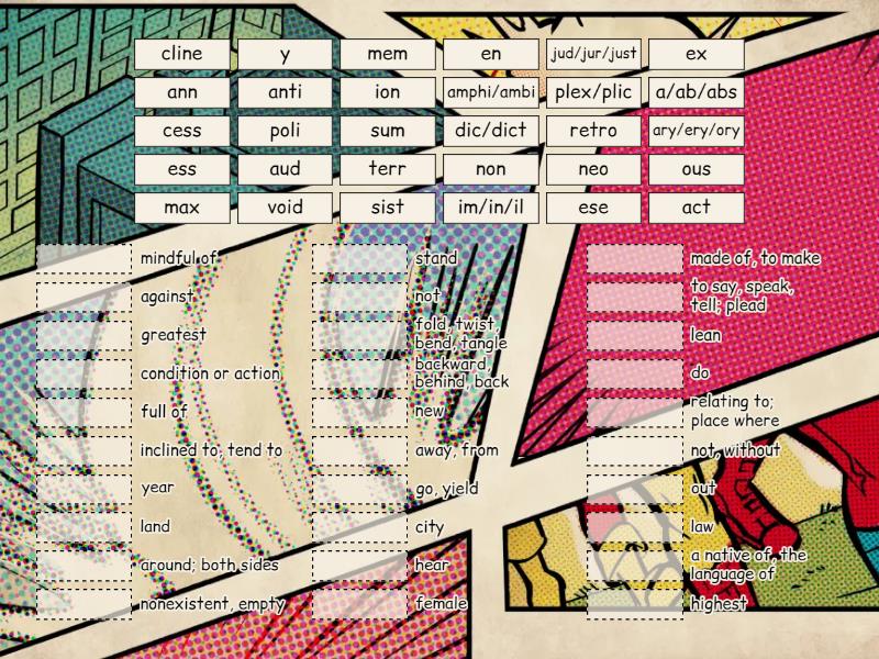 Grade 6 Word Study lists 11-19 - Match up