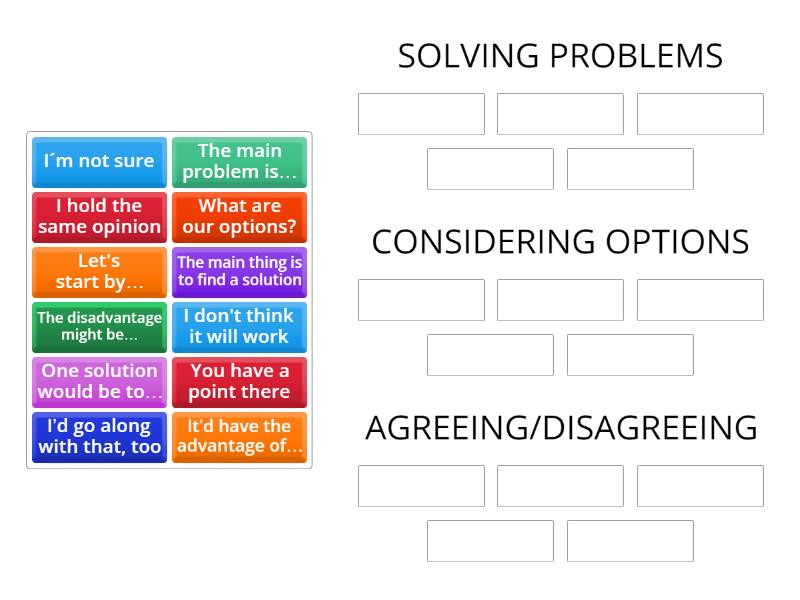Useful expressions to talk about problems - Group sort