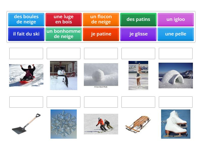 Les activités de l'hiver. - Match up