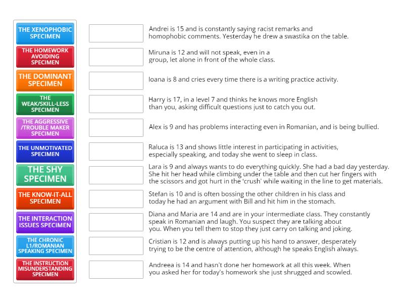 TYLEC - CM - Behaviours + Descriptors - Match up