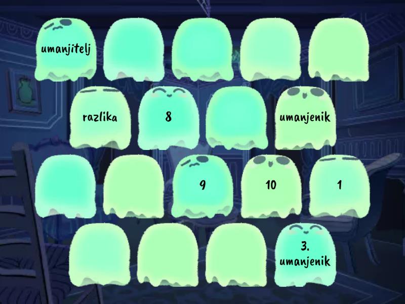 Umanjenik, umanjitelj, razlika - Matching pairs