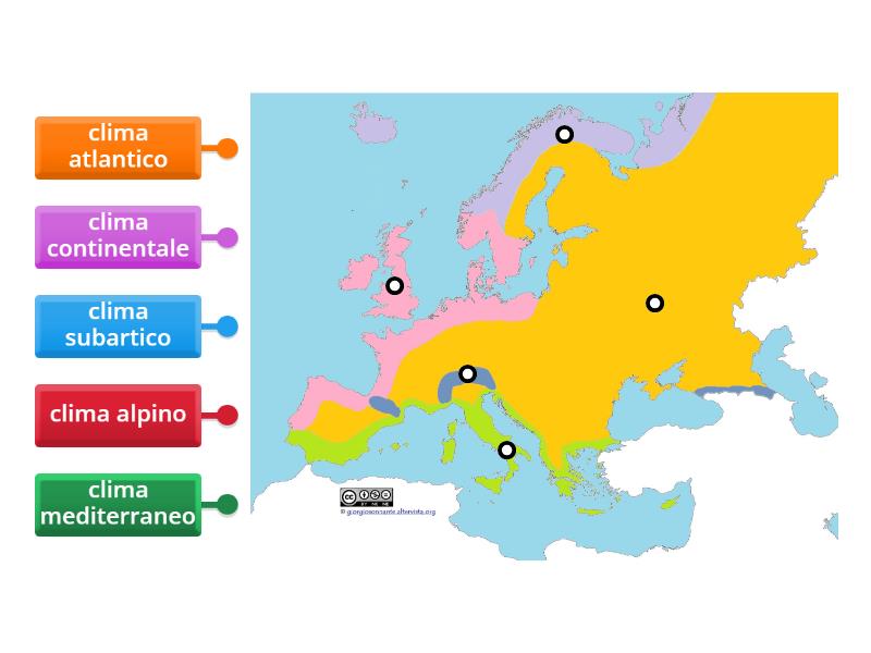 le zone climatiche europee - Labelled diagram