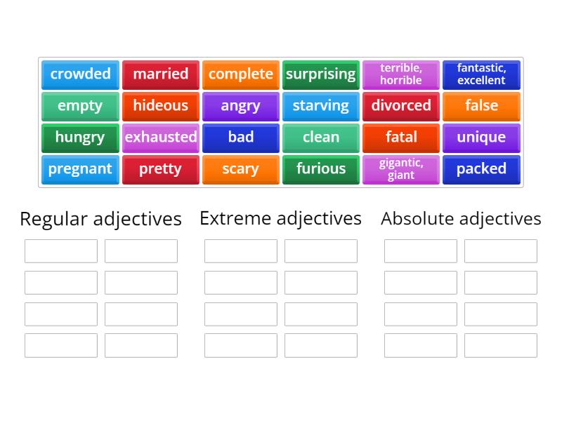 extreme/absolute adjectives - Group sort