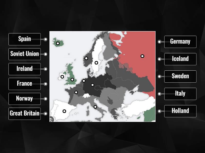 1940 map of Europe - Labelled diagram