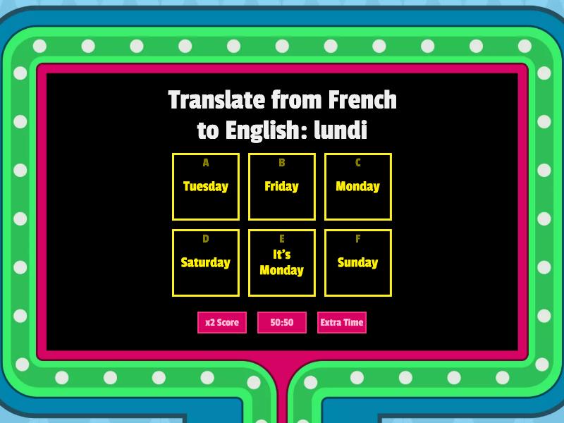 LES JOURS/LES MOIS/LES DATES - Gameshow quiz