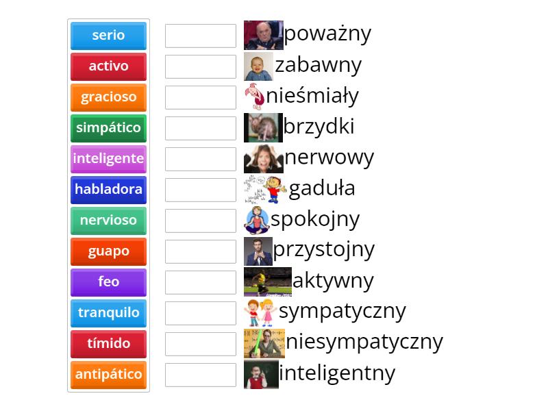 Descripcion de una persona - caracter - Une las parejas