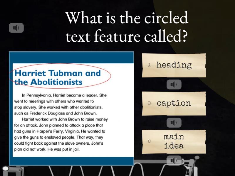 Harriet Tubman Text Features - Quiz