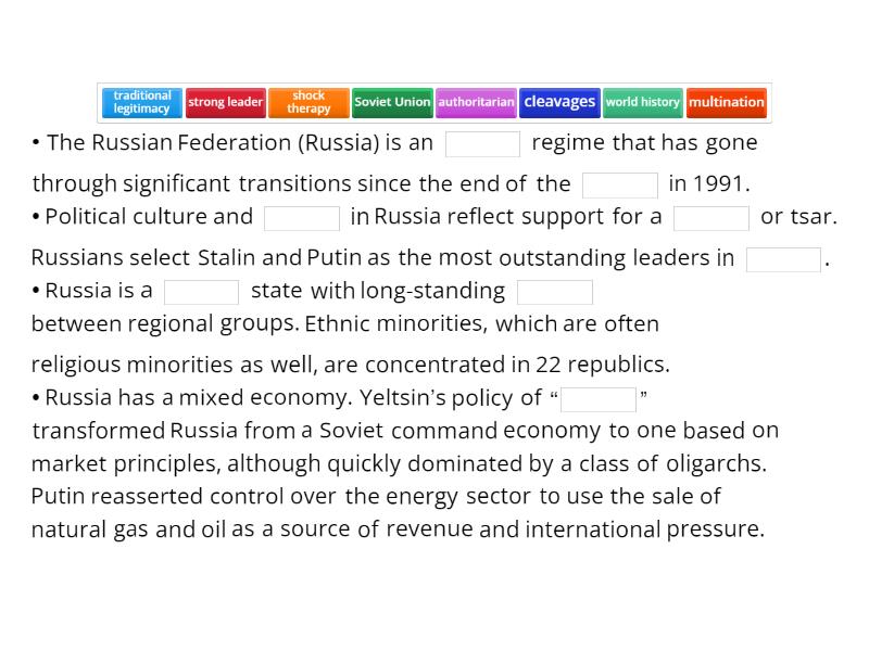 Russia Case Study - Complete the sentence