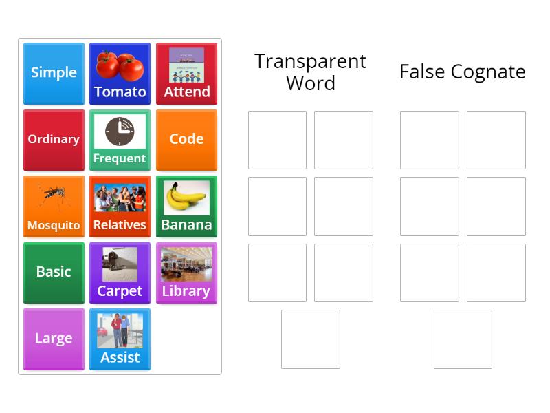 Transparent Words vs False Cognates - Group sort