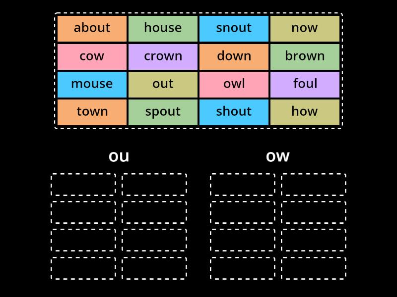 Let's sort ou and ow words - Group sort