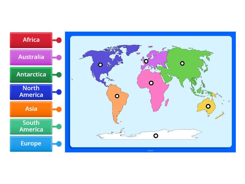 Label the 7 continents. - Labelled diagram