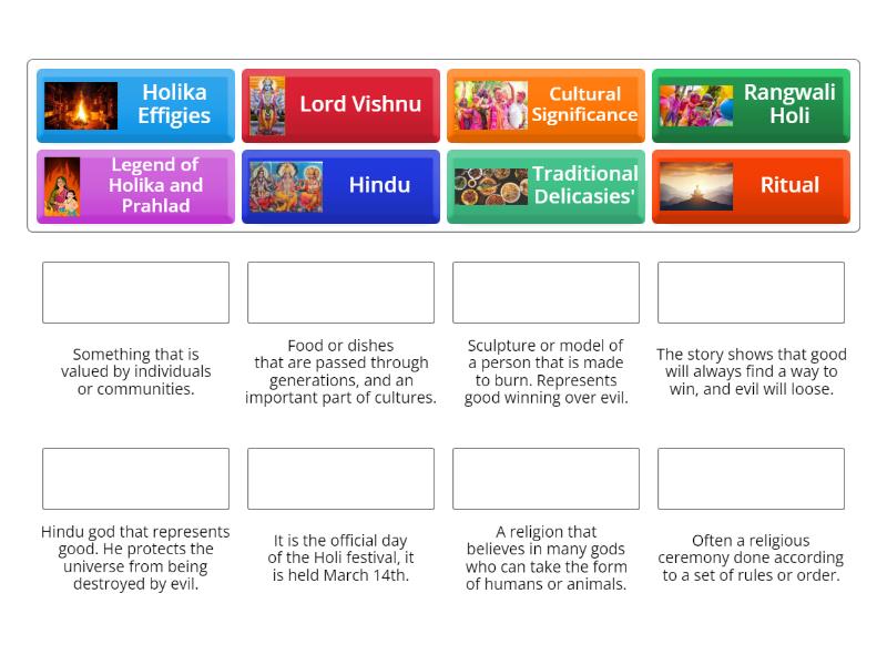 Holi Vocabulary - Match up