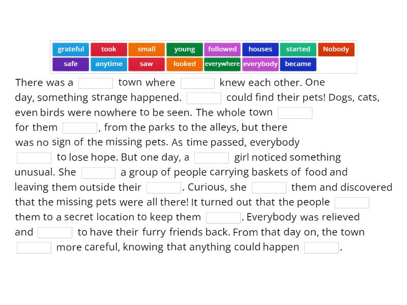 past A1 with no some any - Complete the sentence