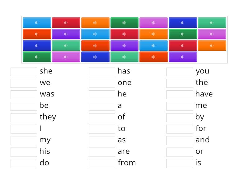 Level K Fun Phonics Trick Words - Match up