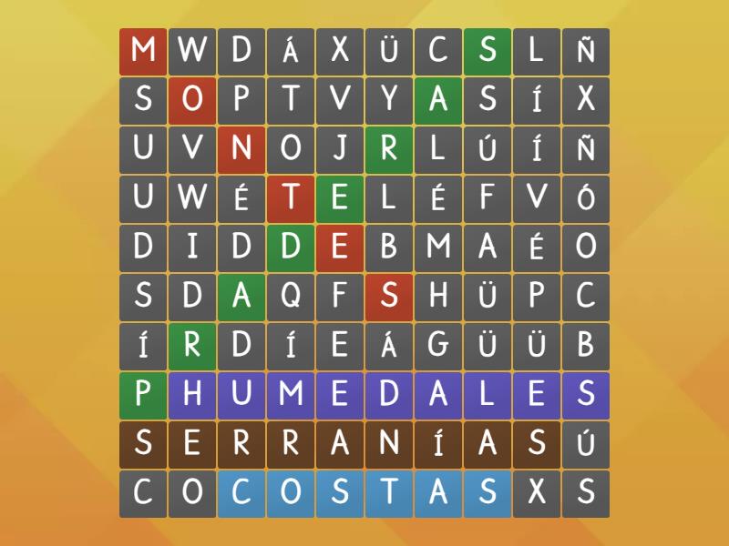 SOPA DE LETRAS: BIOMAS DEL URUGUAY - Wordsearch