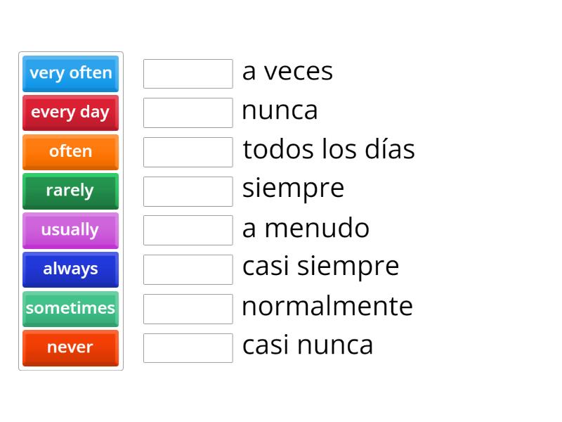 Adverbios de frecuencia - Une las parejas