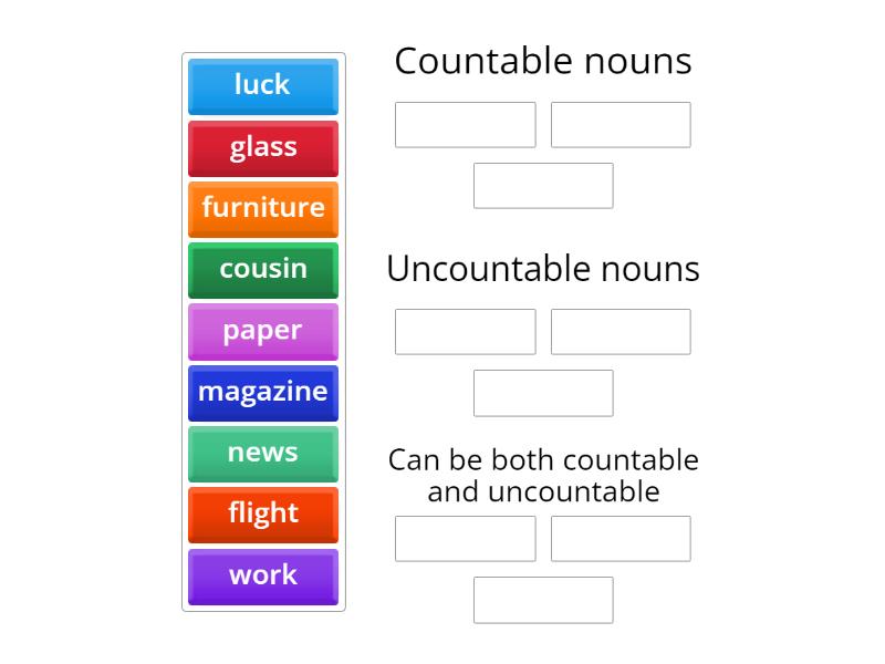Nouns (Countable / Uncountable / Both countable and uncountable) - Group sort