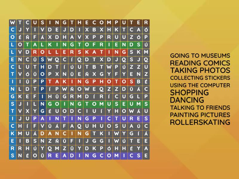HOBBIES WORD SEARCH PUZZLE - Sopa de letras