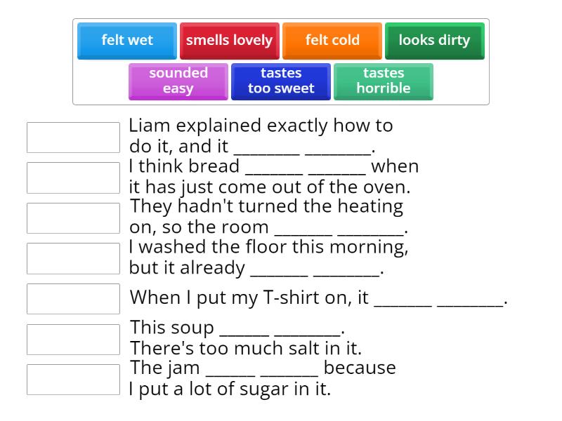 B1 2B Senses. Linking verbs - Match up