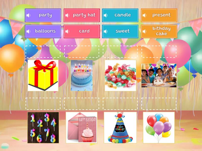 Birthday (vocabulary) - Match up