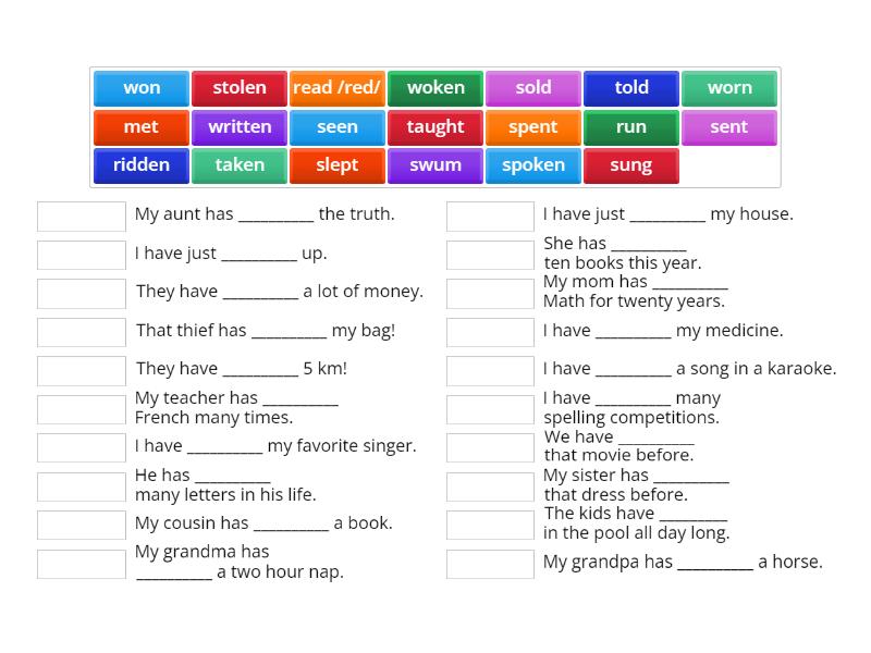 Present Perfect 2 (+) - Match up