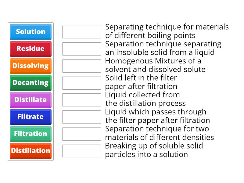 Separating Mixtures - Match up