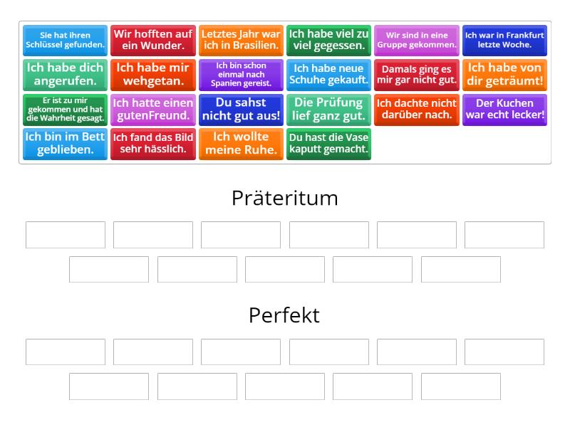 Perfekt und Präteritum unterscheiden - Die richtige Gruppe