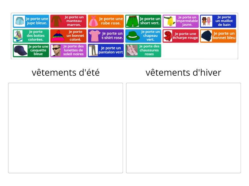 Les Vetements d'ete et d'hiver - Categorize