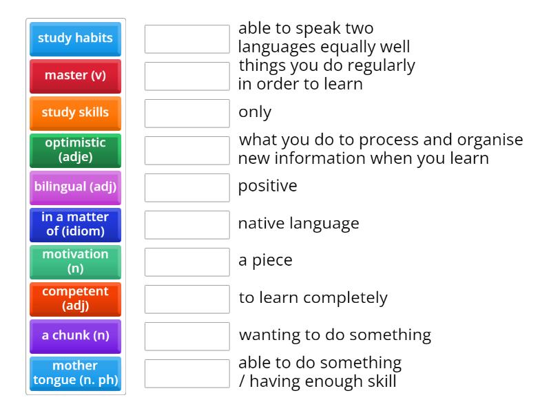 Learning English - Match up