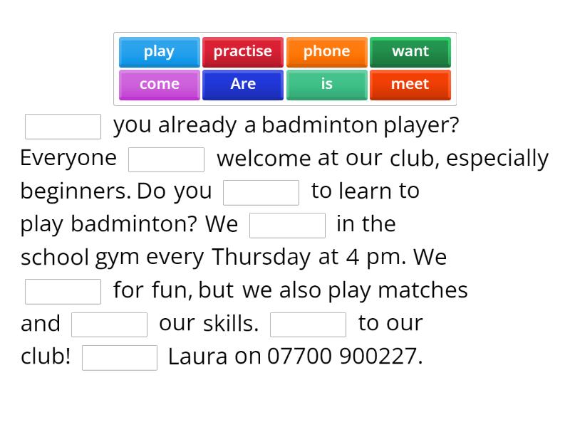 Announcements (Solutions elementary 2H Workbook) - Complete the sentence