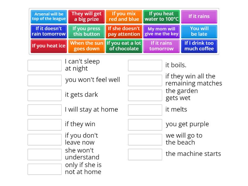 zero first conditional - Match up