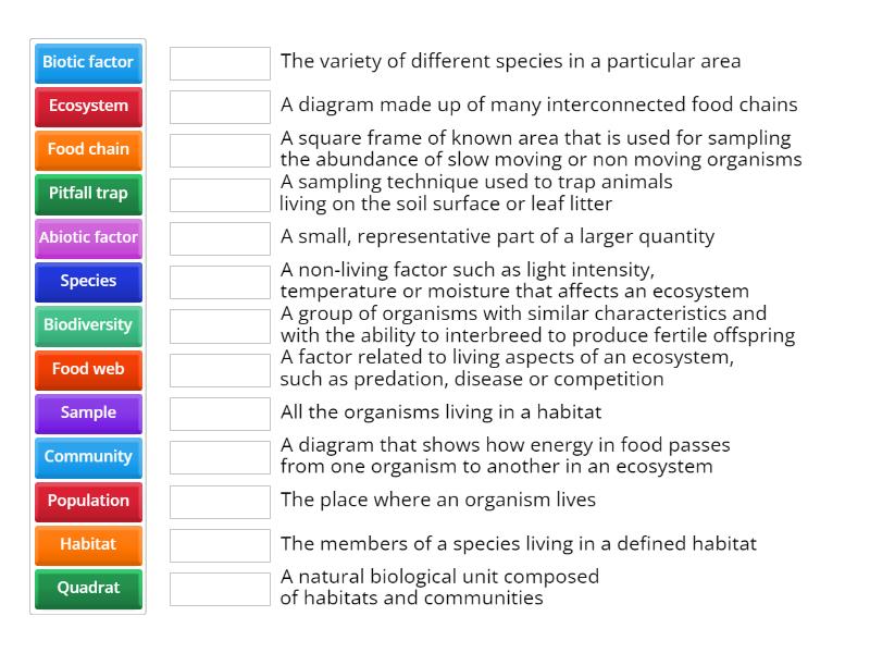 Living things Quiz 1 (S3 science) - Match up