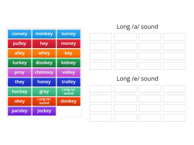 'ey' sound in words - Group sort