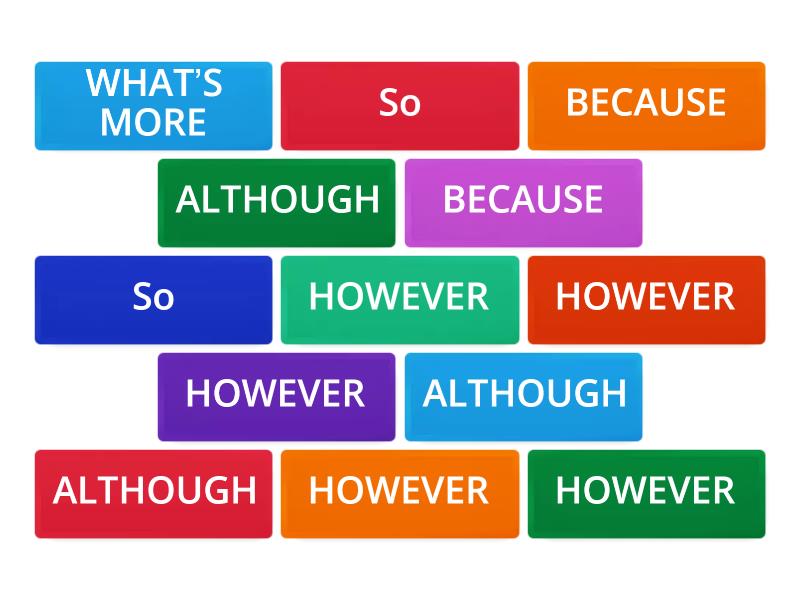 HOWEVER, WHAT’S MORE,ALTHOUGH, BECAUSE, SO - Flip tiles