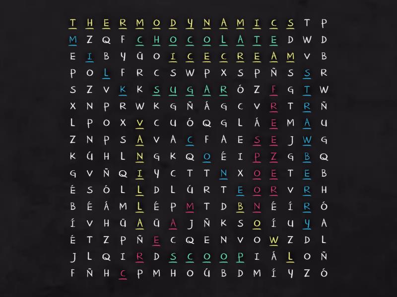 Thermodynamics - Wordsearch