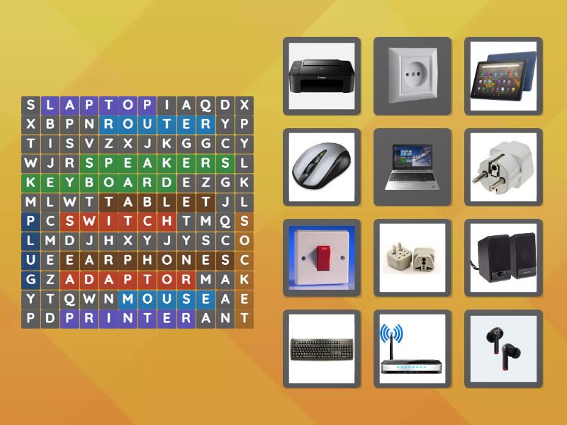 Electronic devices wordsearch - Sopa de letras