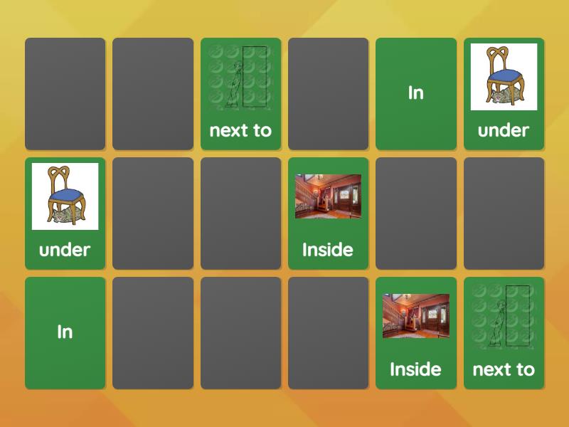 Prepositions of place - Matching pairs