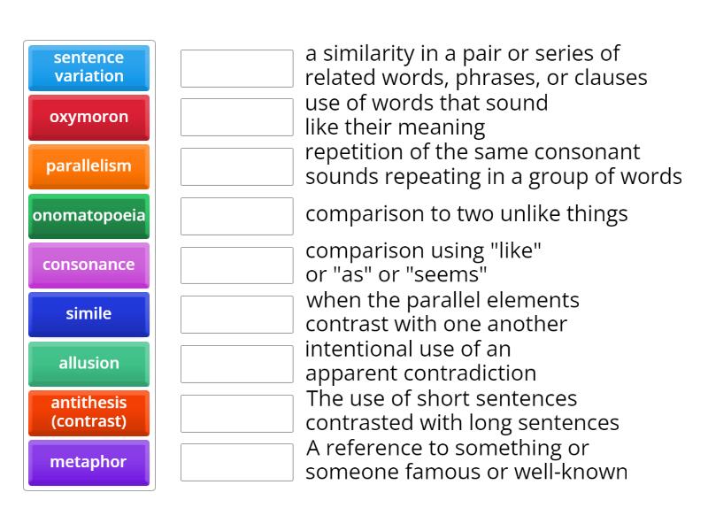 Rhetorical Devices (matching definitions) - Match up