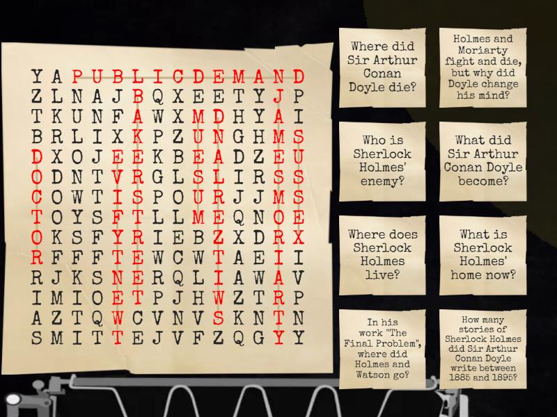 WORD SEARCH SHERLOCK HOLMES - Sopa de letras