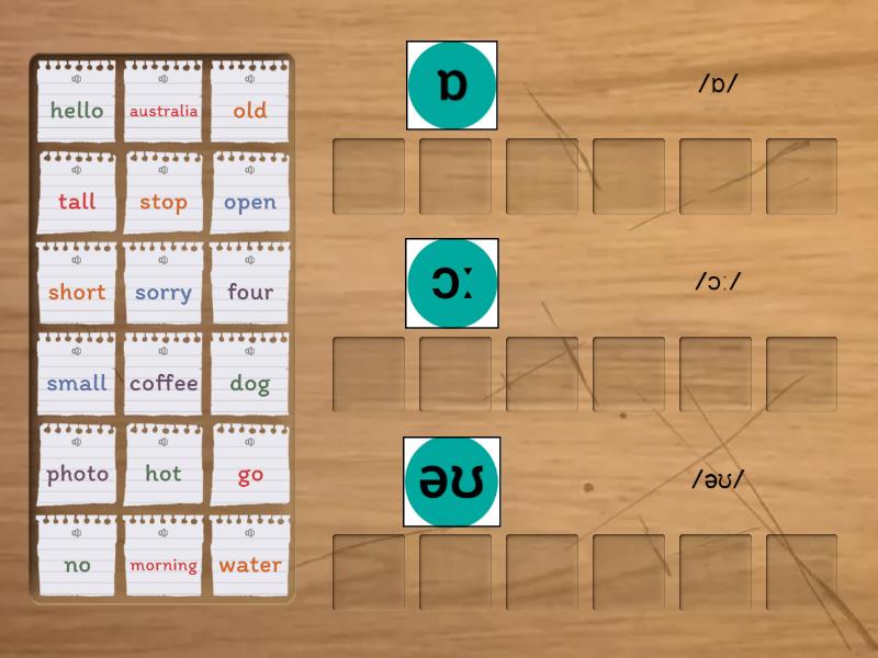 The different "o" sounds - Group sort
