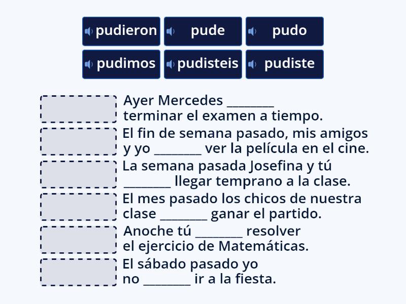 1. PRETÉRITO INDEFINIDO - PODER - Match up
