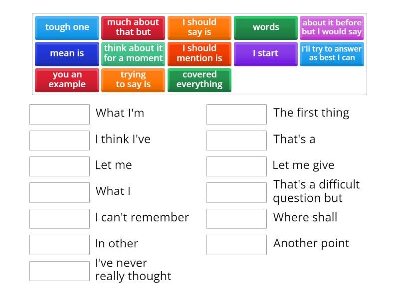 pause fillers - Match up