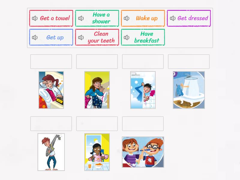 3rd Grade Week 4 Class 1 Let's practice! Routines order - Match up