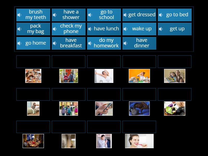 own it 1 unit 2: daily routines - Match up
