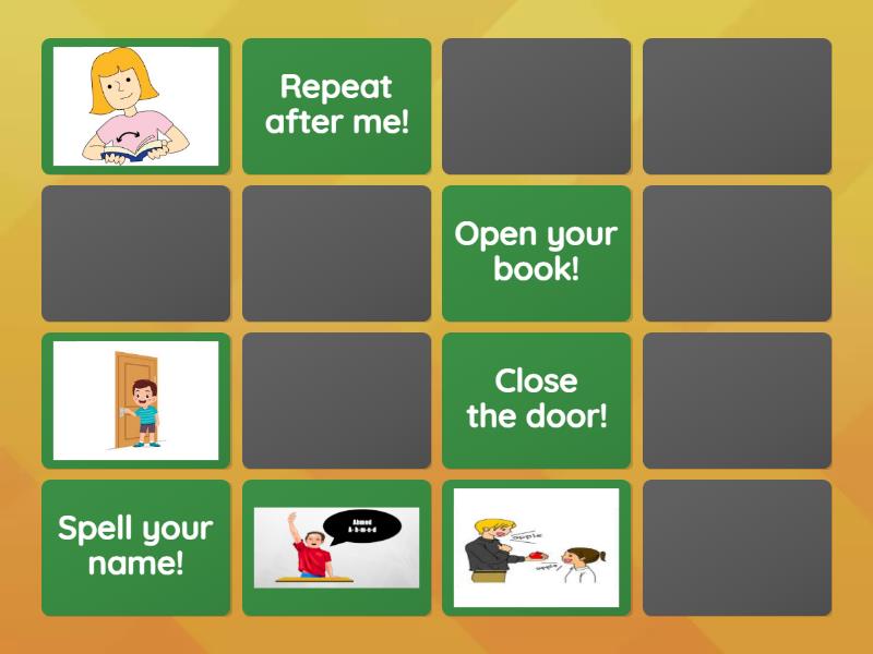 Classroom Instructions - Matching pairs